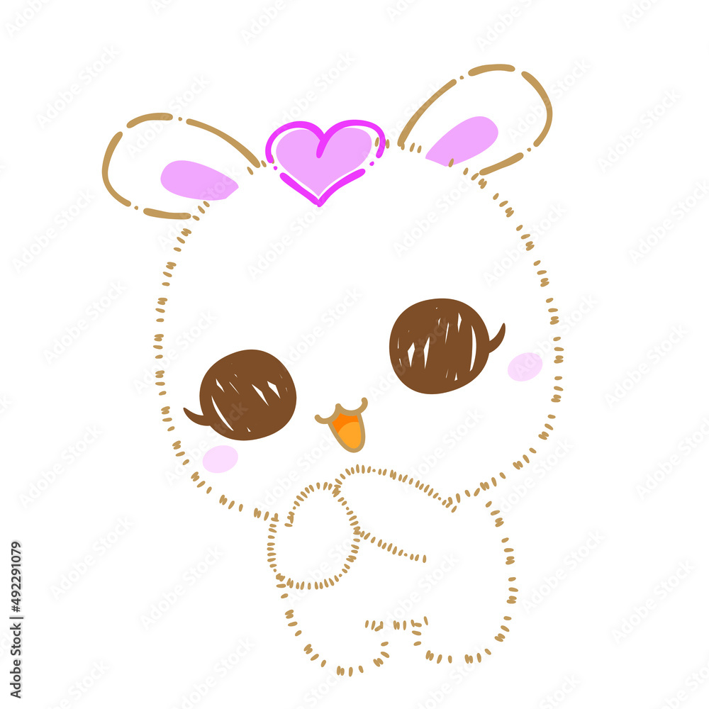 Cute cartoon rabbits, Kawaii bunny set vector clip art illustration ...