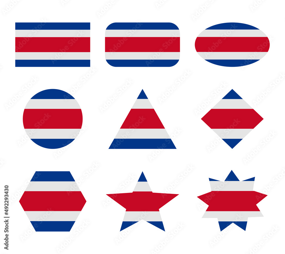 costa rica set of flags with geometric shapes Stock Vector | Adobe Stock