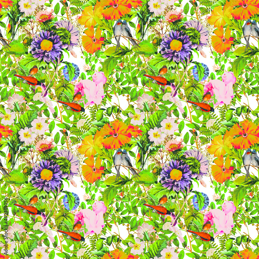 Luxury floral seamless pattern for creating textiles, wallpaper, paper ...