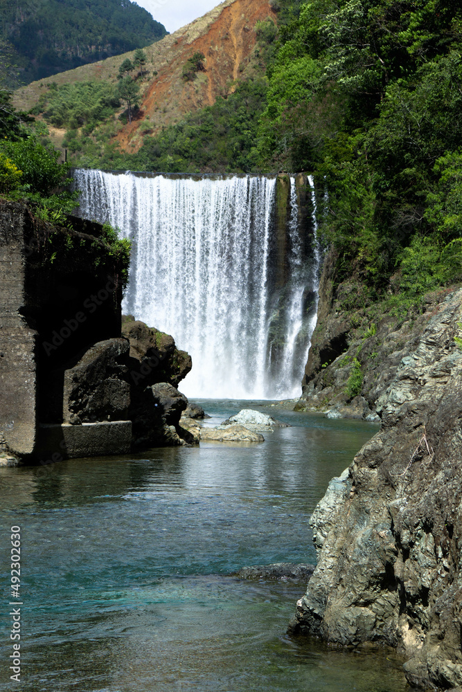 beautiful waterfall on the river in st. thomas Jamaica Stock Photo ...