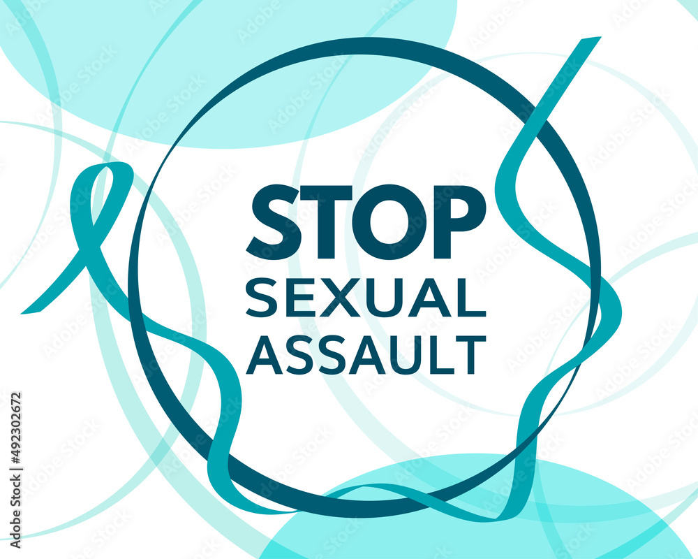 Sexual assault awareness month concept. Banner template with teal ...