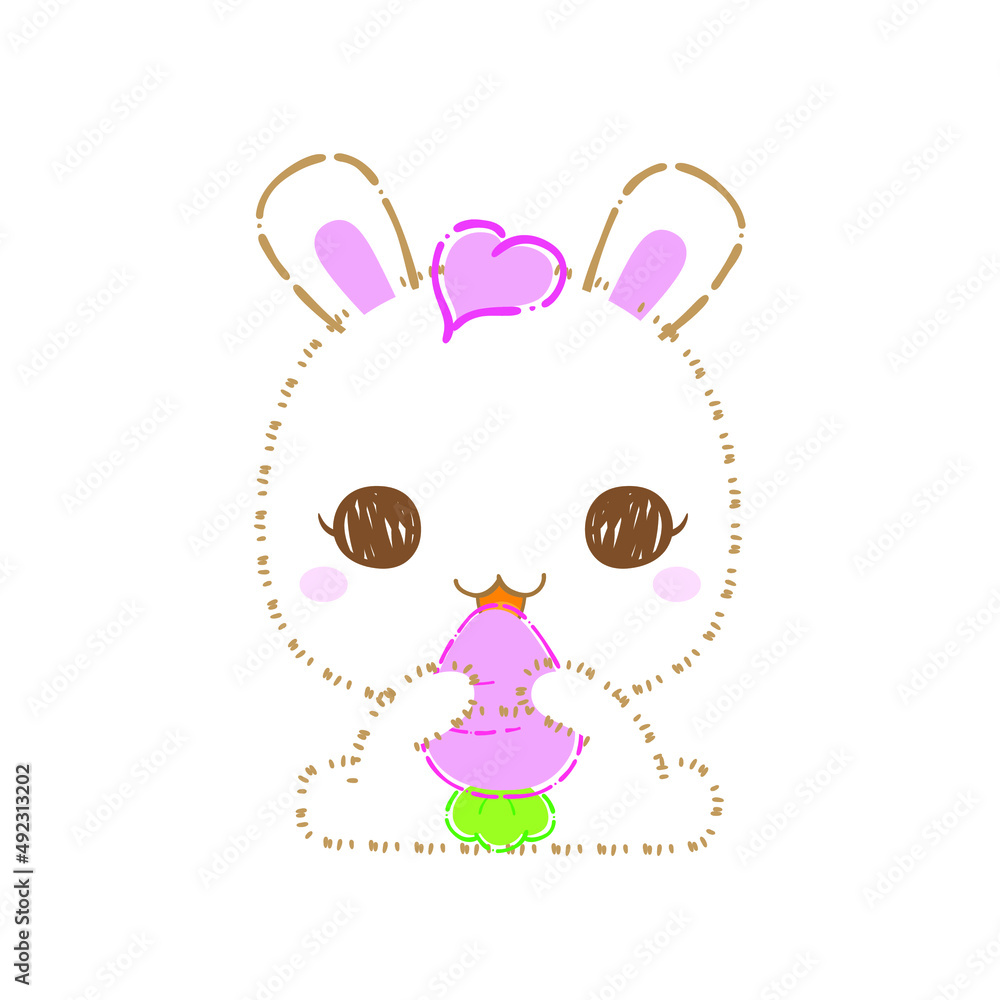 Cute cartoon rabbits, Kawaii bunny, vector clip art illustration. Stock ...