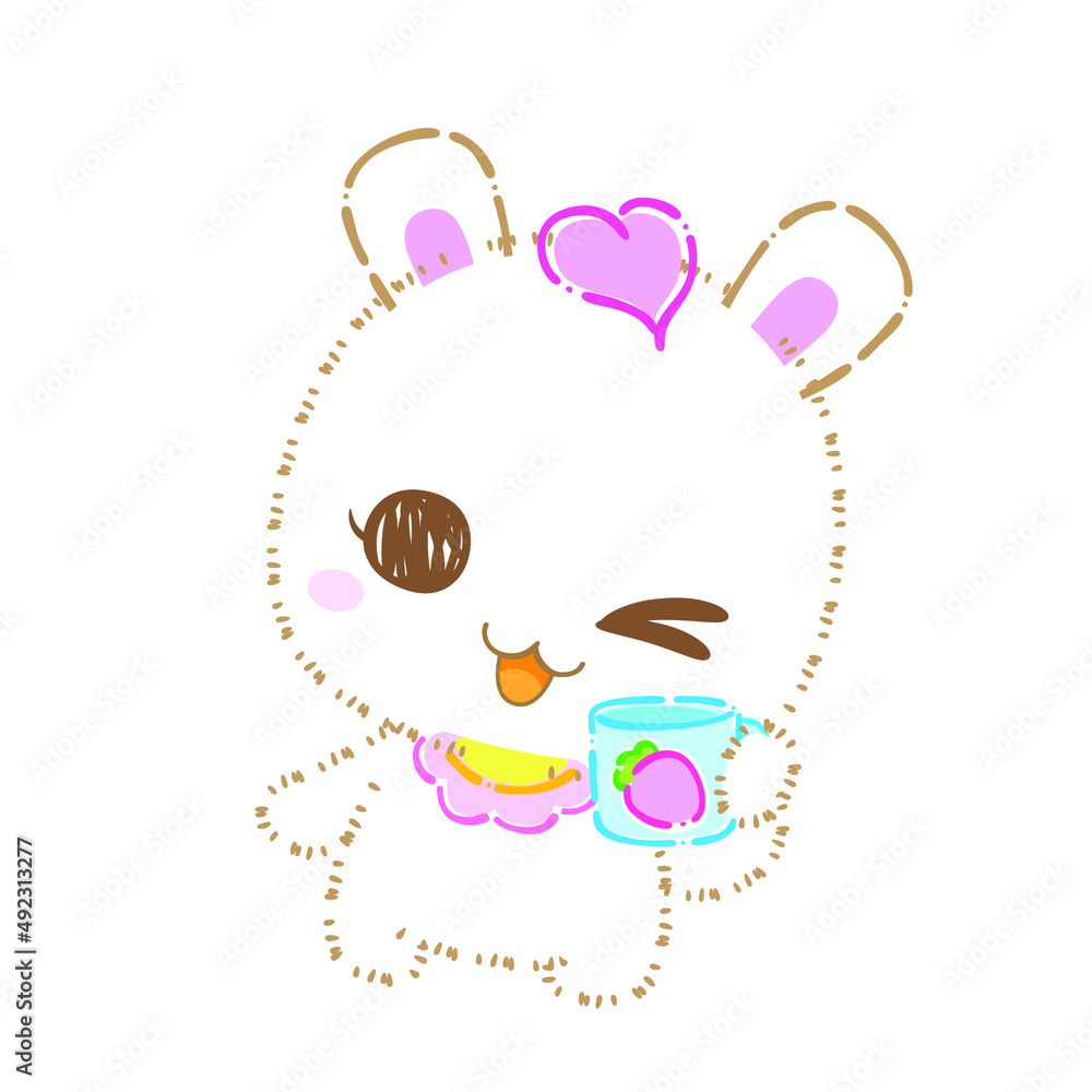 Cute cartoon rabbits, Kawaii bunny, vector clip art illustration. Stock ...