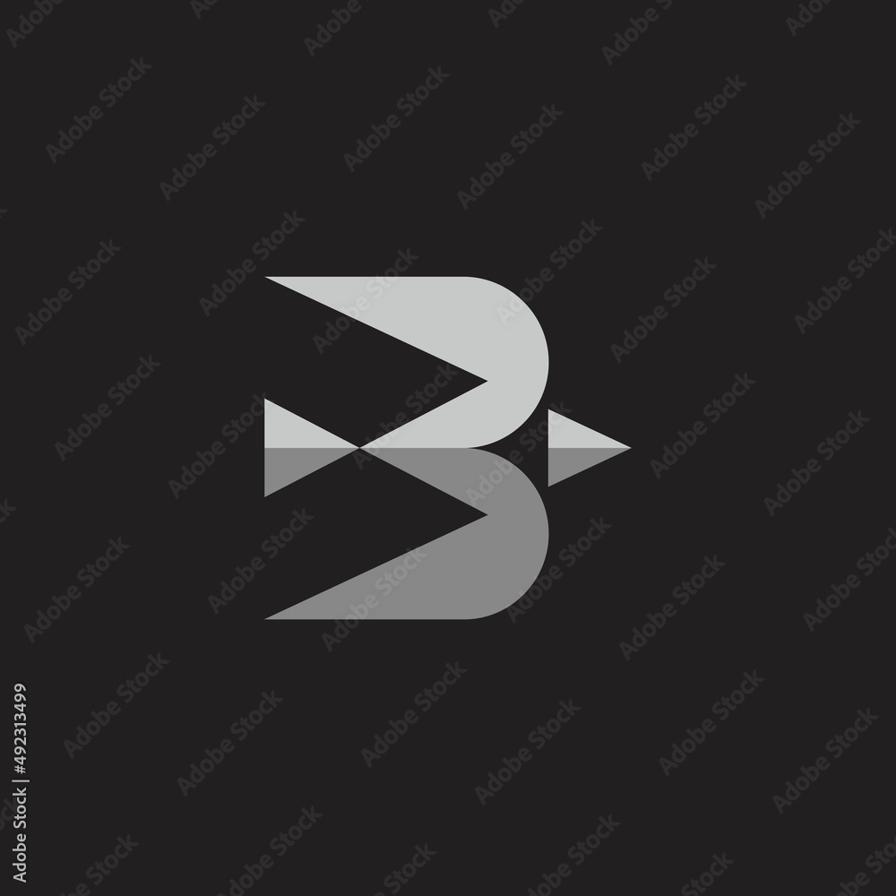letter b bird fly simple geometric shadow shape logo vector Stock ...