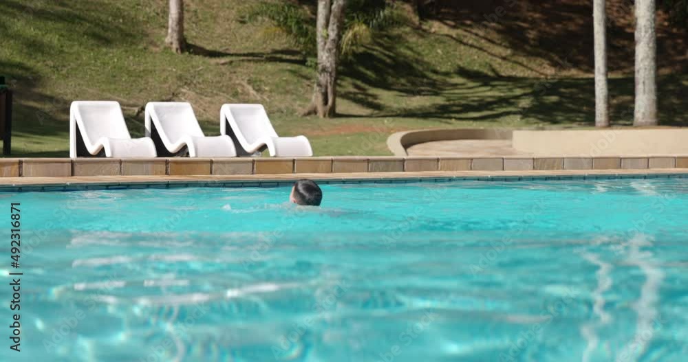 Young boy struggles to swim in pool by himself - dangers of pool ...