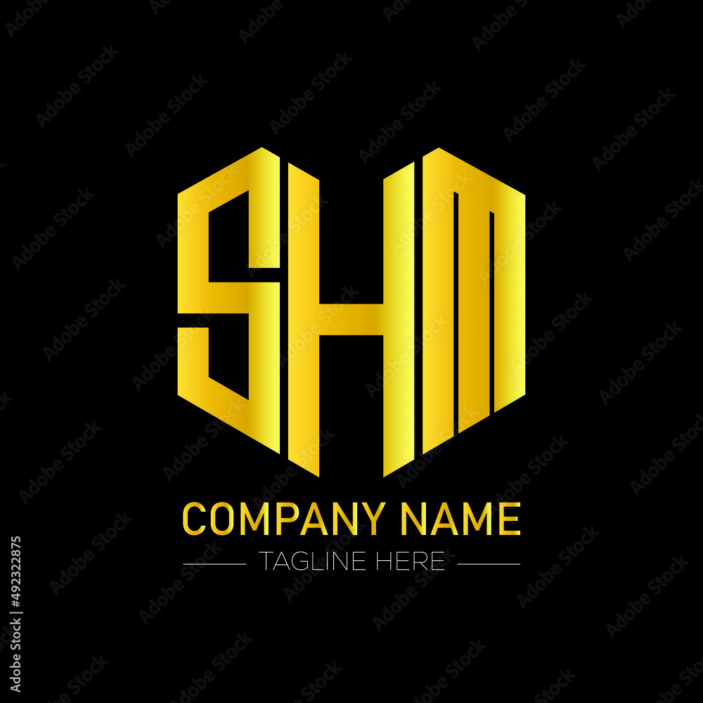 SHM letter logo design on black background.SHM creative initials letter ...