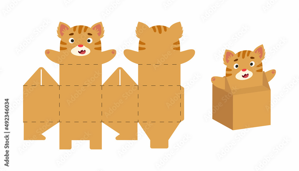Cute party favor box cat design for sweets, candies, small presents ...
