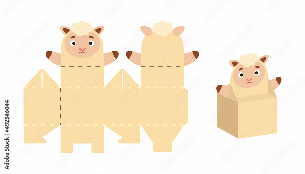 Cute party favor box sheep design for sweets, candies, small presents ...