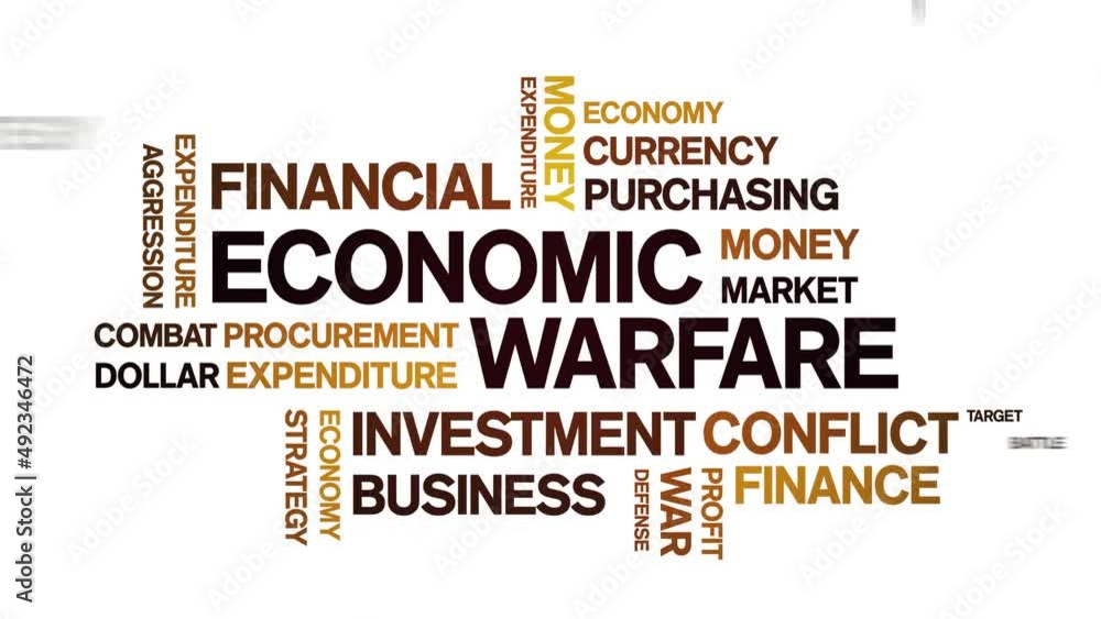 Economic Warfare Animated Tag Word Cloud;Text Design Animation ...