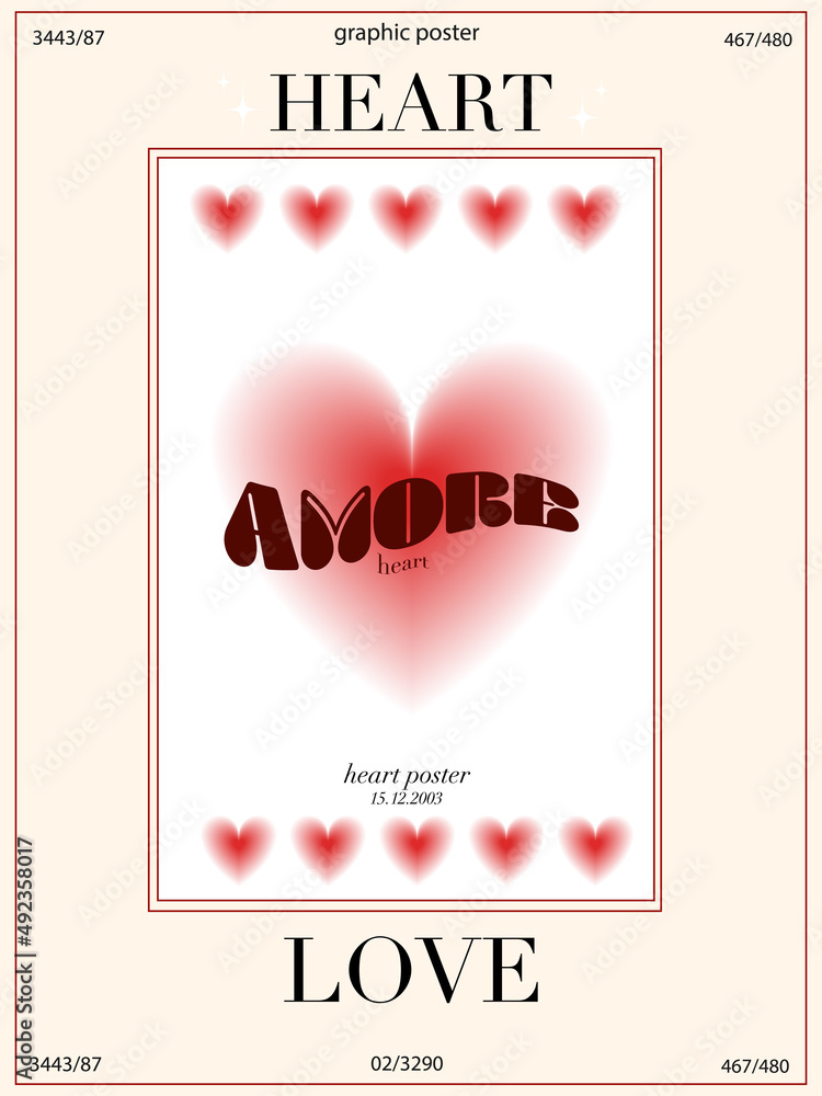 Modern poster with a heart. Posters in different colors for your ...