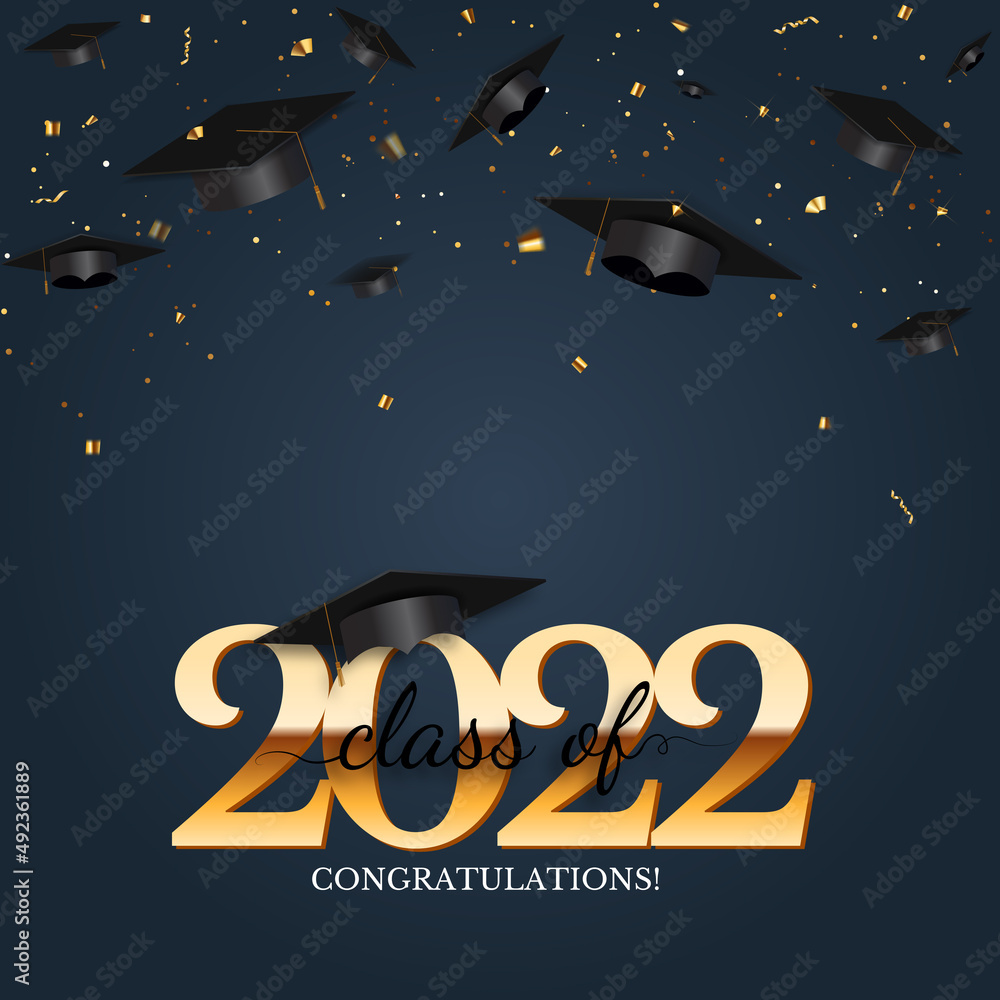 Graduation class of 2022 greeting background. Vector Illustration Stock ...
