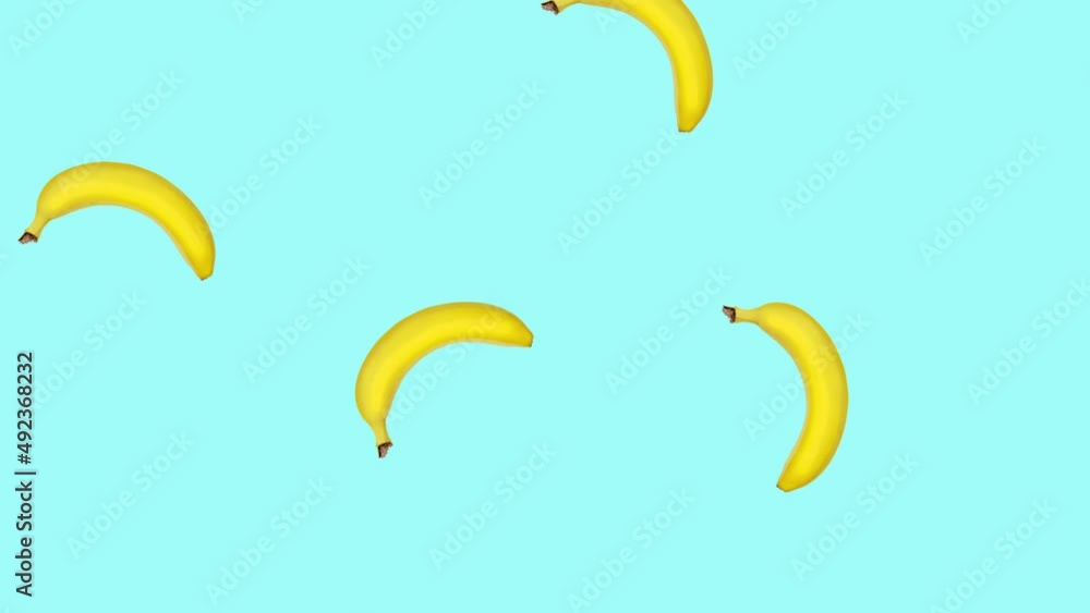 Abstract colorful animation - bananas falling and rotating at color ...