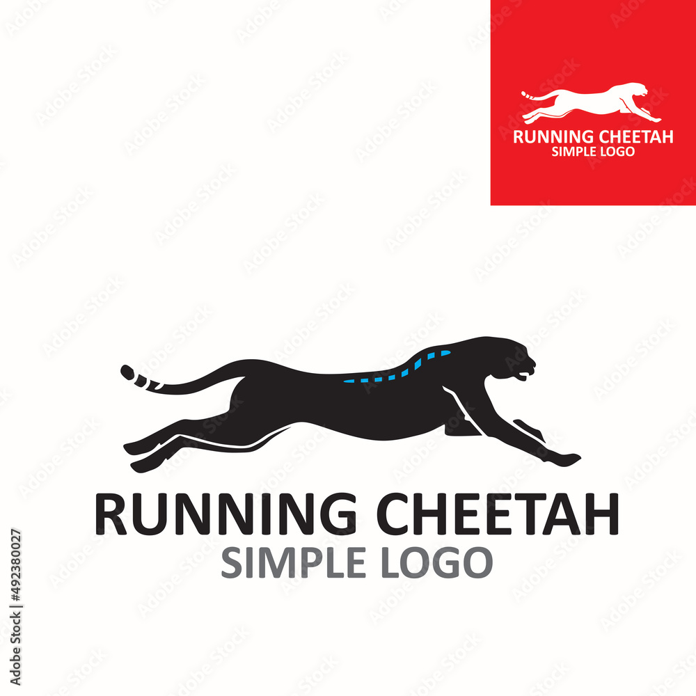 cheetah, black running cheetah logo, silhouette of fast running ...