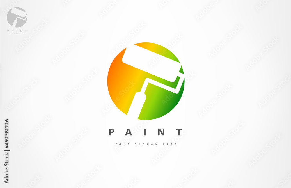 Paint roller for coloring vector logo. Stock Vector | Adobe Stock