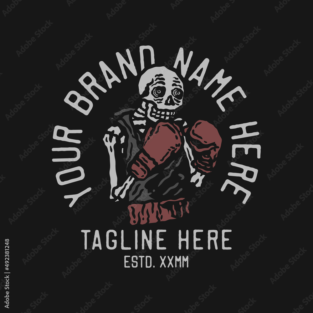 skeleton boxer vintage t shirt design template Stock Vector | Adobe Stock