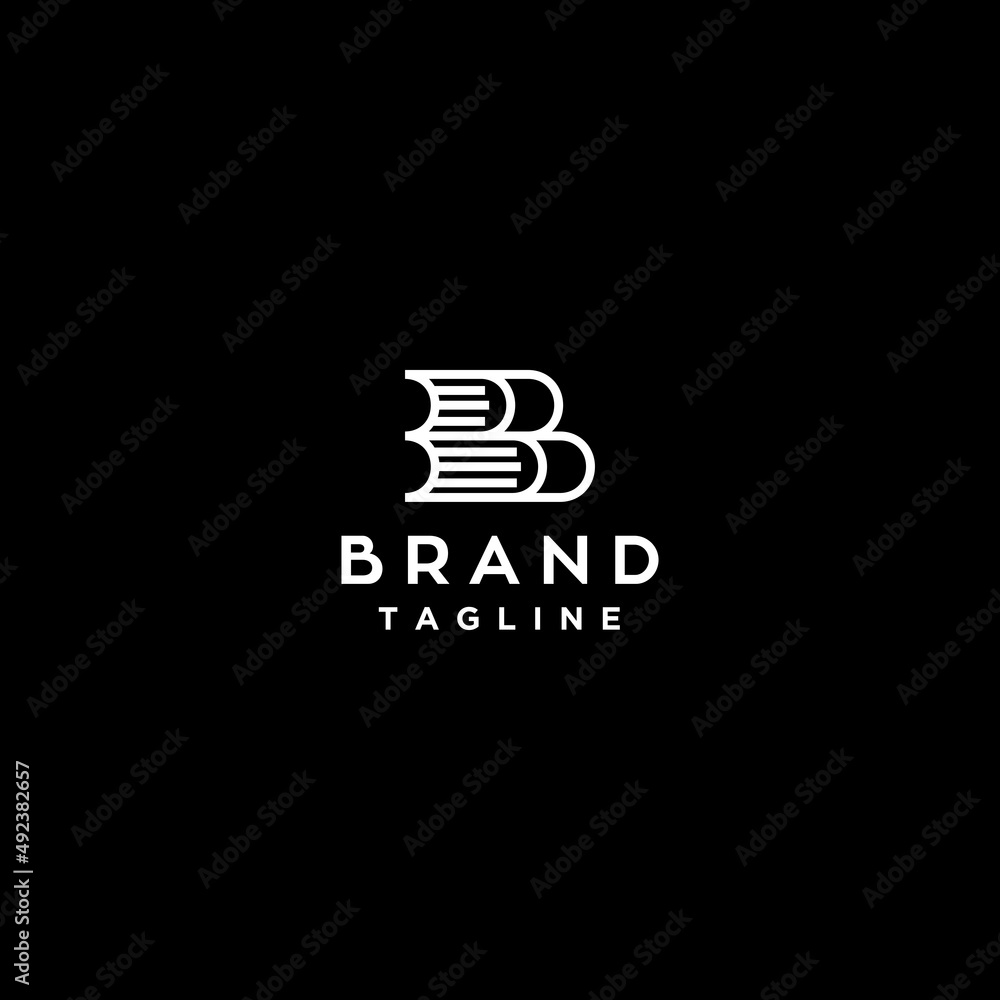 Two Books Stacked Into The Letter B Logo Design. The Logo Template ...