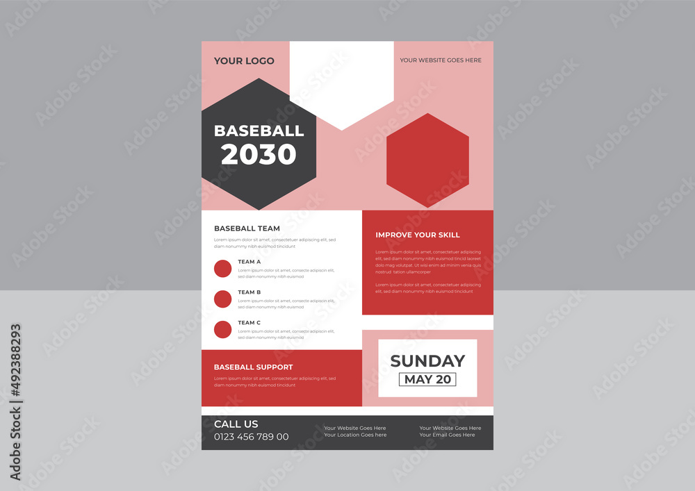 Baseball flyer vector, design for sport promotion, Modern Tournament ...