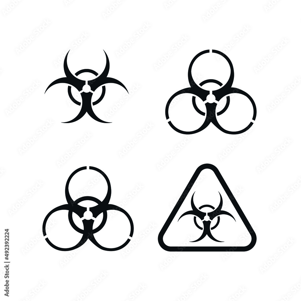 Set of biohazard icons, isolated on white background. Symbols of ...