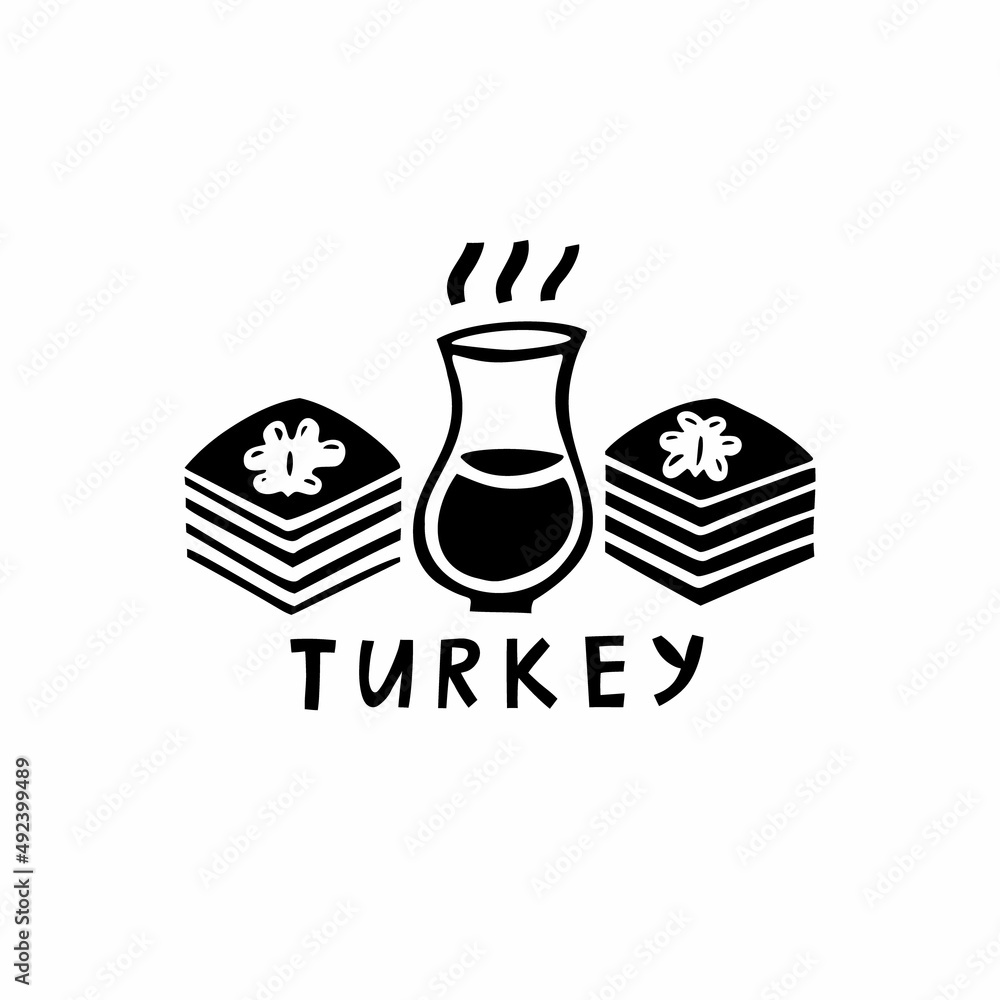 Vector hand drawn symbol of Turkey. Travel illustration of Republic of ...