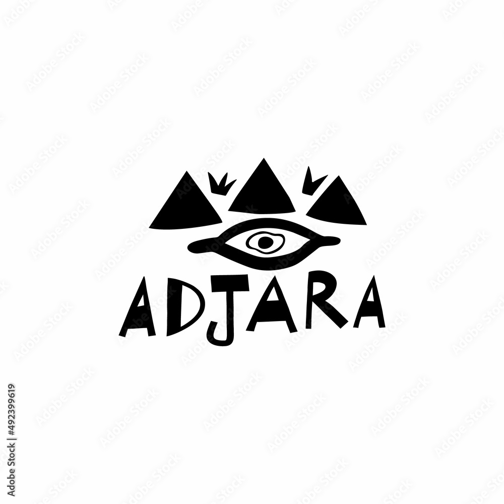 Vector hand drawn symbol of Adjara Sakartvelo. Travel illustration of ...