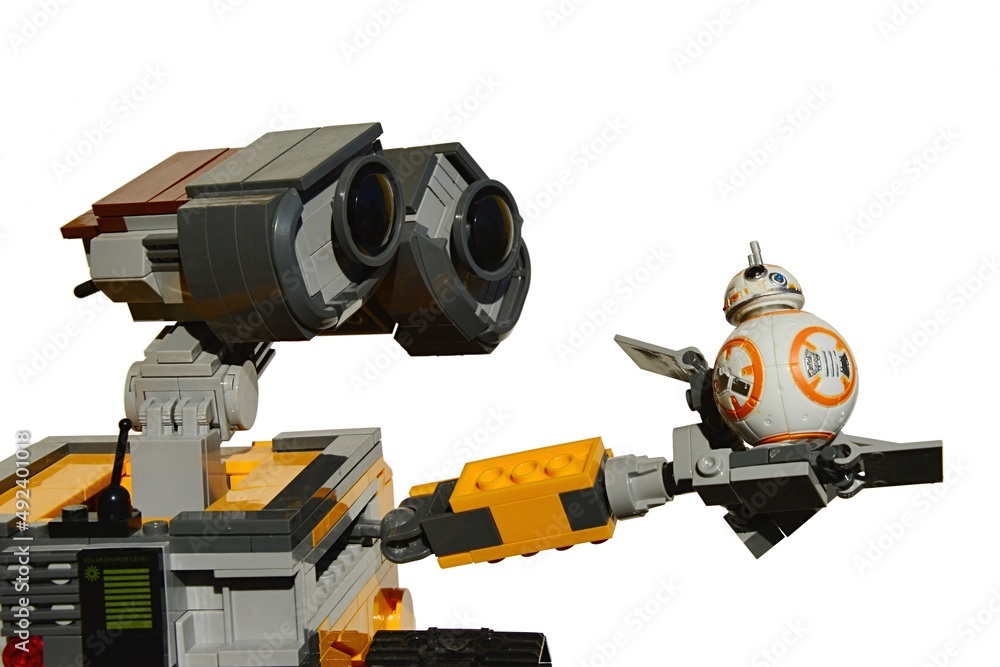 LEGO Wall-E robot from Disney Pixar movie holding small model of ...