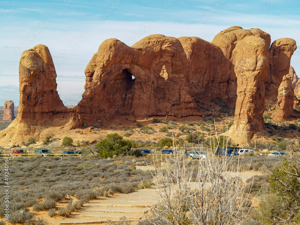 Beautiful layers of sandstone. Shapes and sculptures in the Arches ...