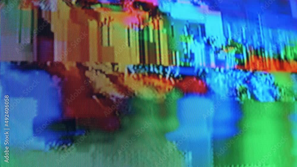 Video Signal Damage, Glitch, Error, Color Noise, Pixels on an Old TV ...
