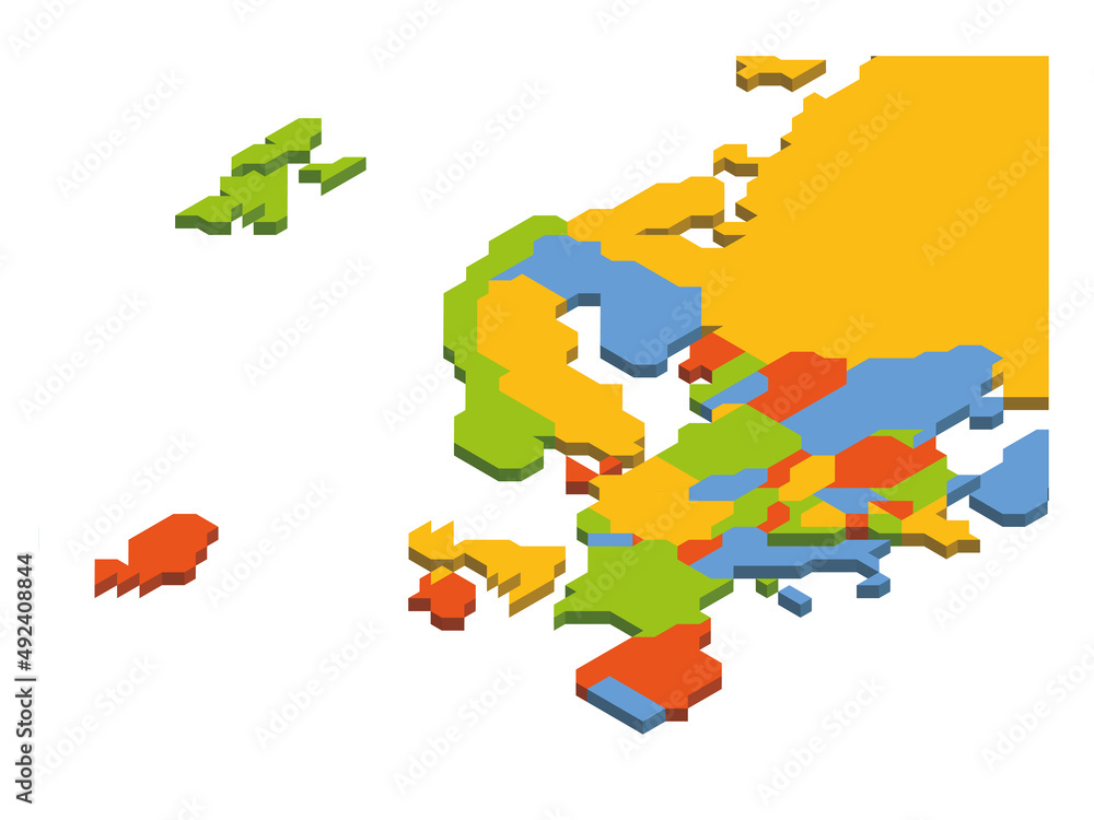 Isometric political map of Europe Stock Vector | Adobe Stock