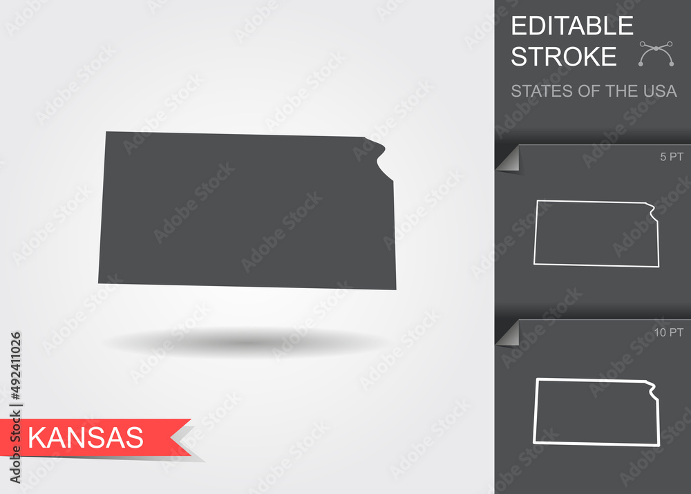 Stylized map of the U.S. state of Kansas vector illustration Stock ...