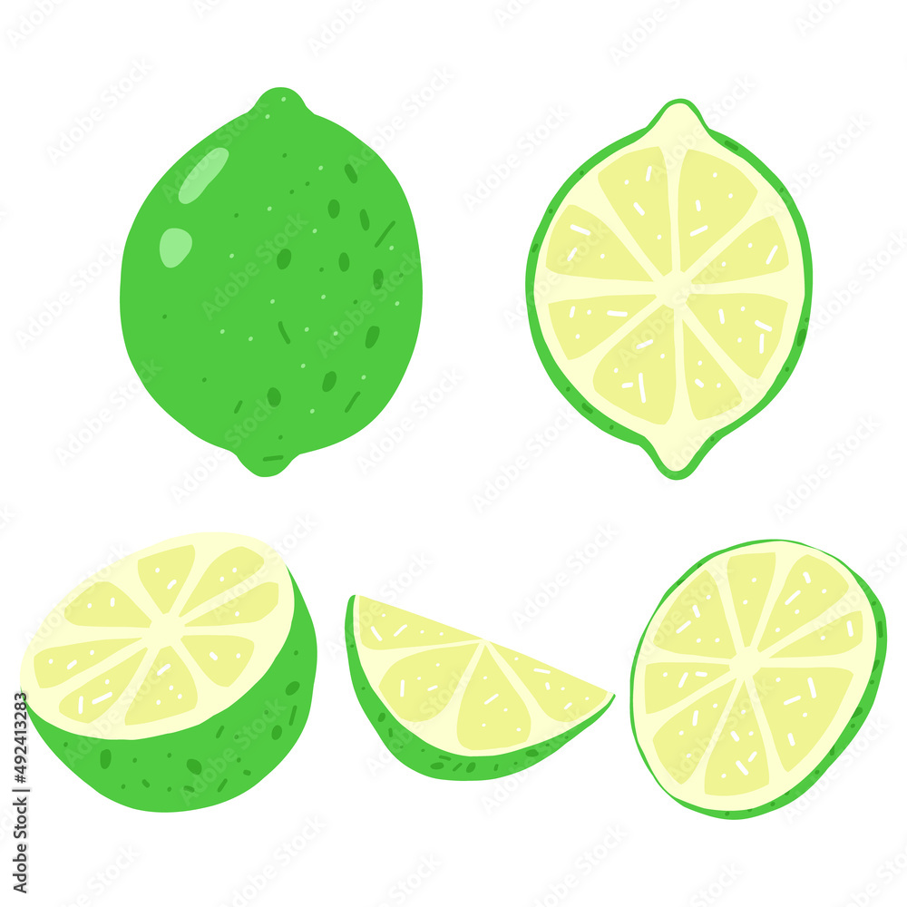 Yuzu slice, half cut yuzu and front view of cut ripe yuzu on white ...