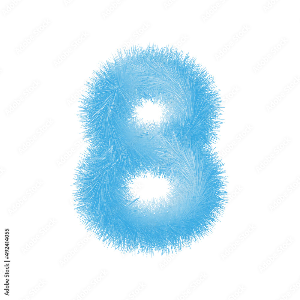 Furry number 8 font vector. Easy editable digit. Soft and realistic ...