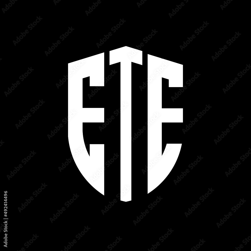 ETE letter logo design. ETE modern letter logo with black background ...
