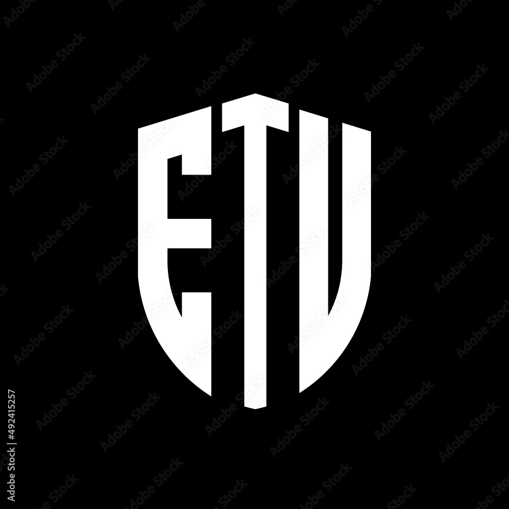 ETV letter logo design. ETV modern letter logo with black background ...