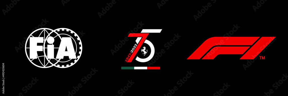 F1 Formula 1 logo. Celebrate 75th Anniversary in 2022. Anniversary logo ...