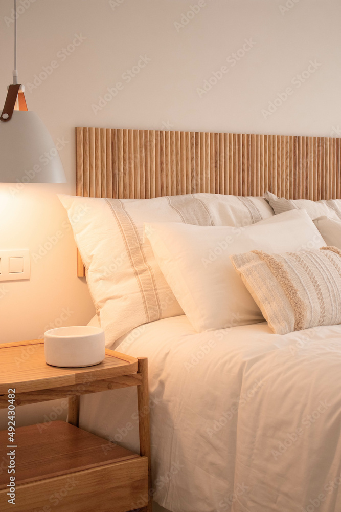 Vertical photo of contemporary bedroom interior design Stock Photo ...