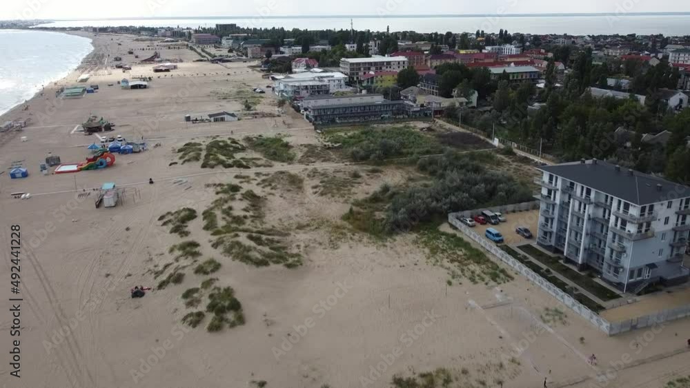 Beach resort in Zatoka, Ukraine, drone view of resorts near the Black ...