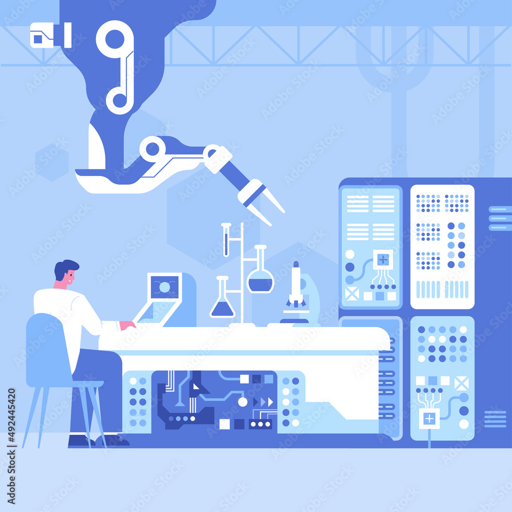 Automated scientific laboratory interior with robotic technology ...
