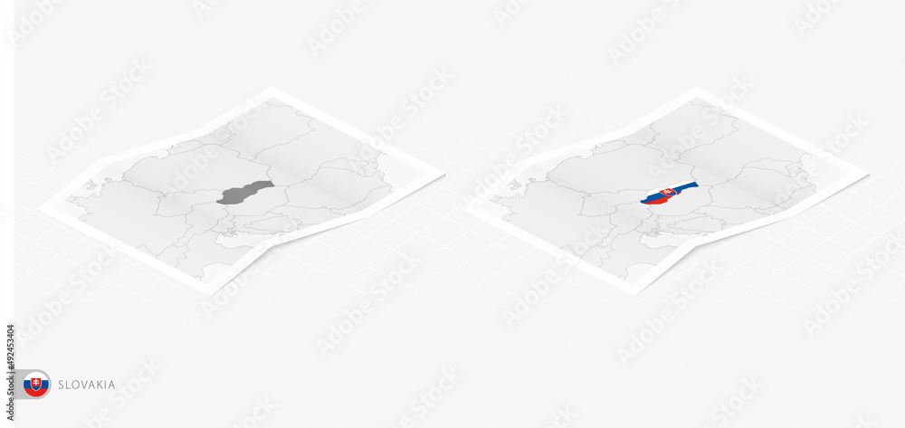Poster Set of two realistic map of Slovakia with shadow – Wall Art ...