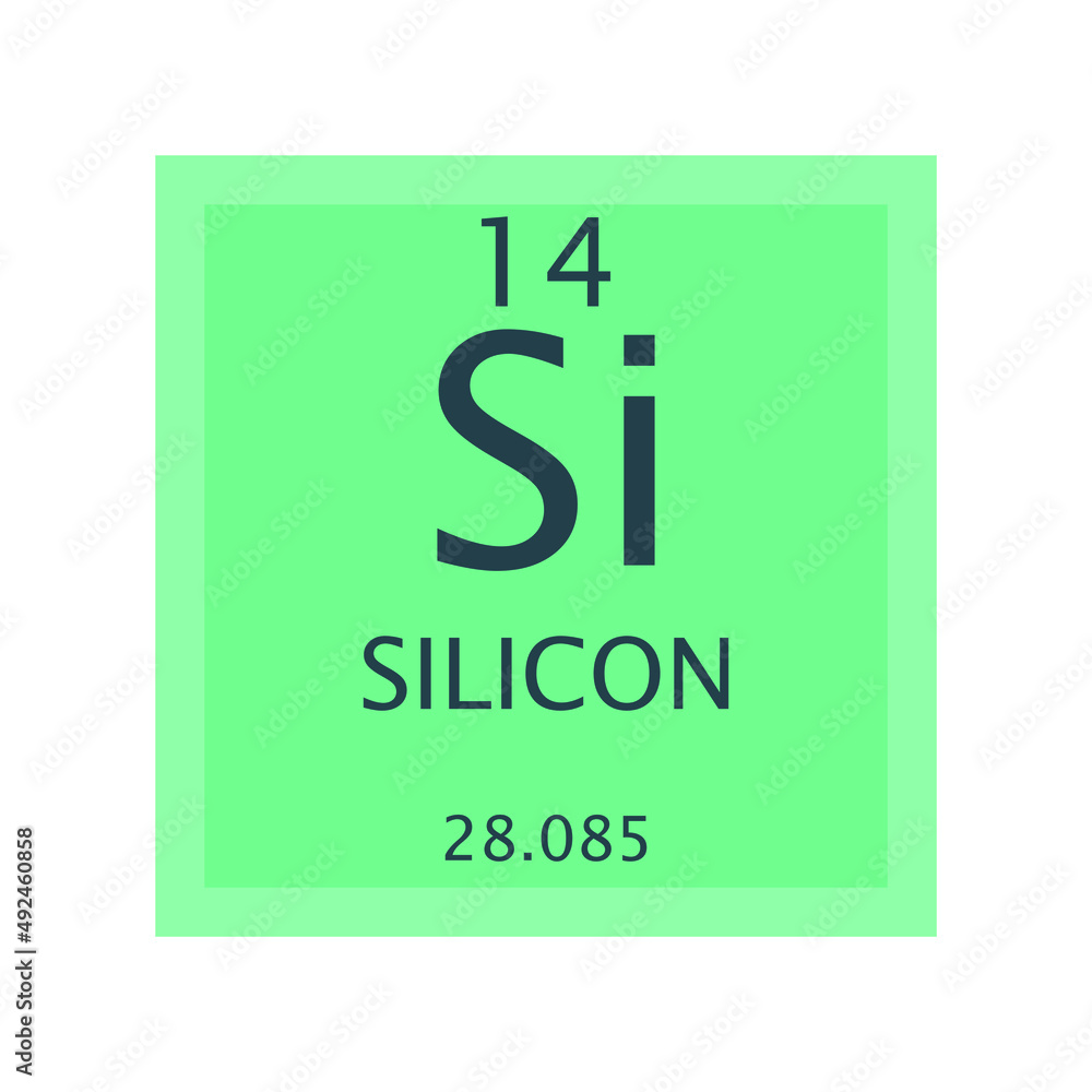 Si Silicon Metalloid Chemical Element Periodic Table. Simple flat ...