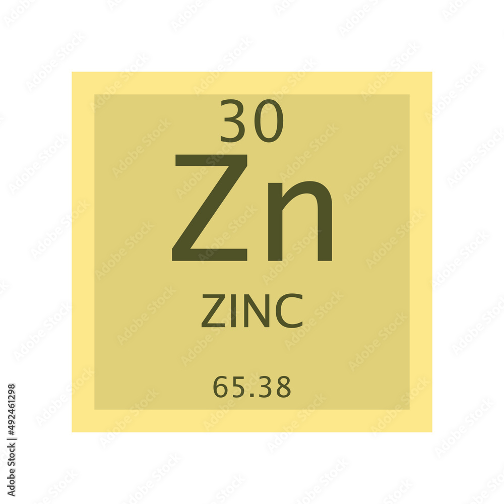 Zn Zinc Transition metal Chemical Element Periodic Table. Simple flat ...