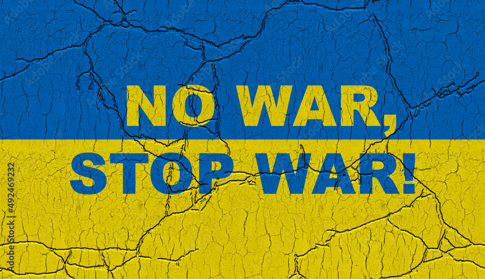 The texture of the flag of Ukraine on the background of a scratched ...