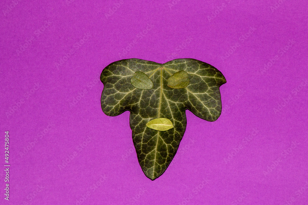 leaf with facial expression, creative scary background, look like ...