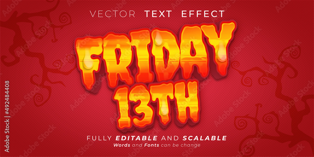 Friday 13th style text effect, Editable text 3d Stock Vector | Adobe Stock