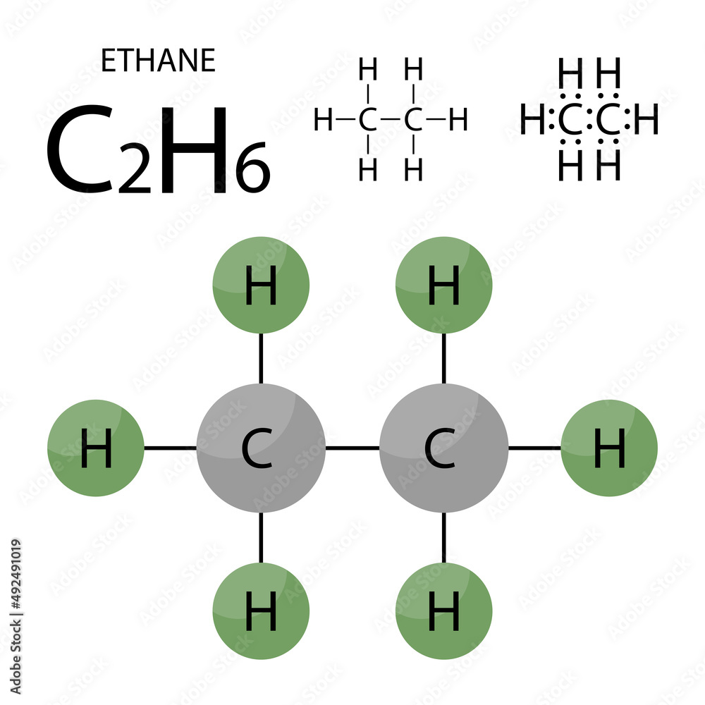 Ethane, organic chemical compound, molecule. Stick model, structural ...