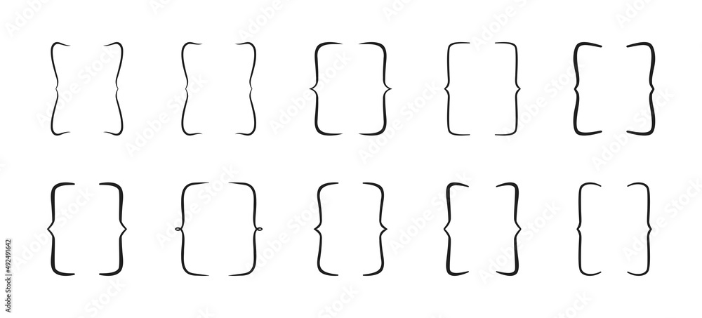 Curly brackets set. 10 typographic symbols collection. Stock Vector ...