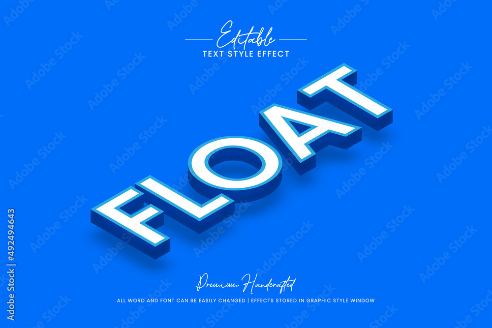 Float Isometric 3d Text Style Effect. Editable illustrator text style ...