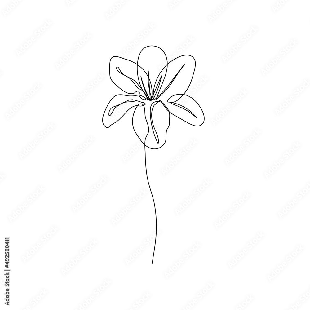 Flower Line Art Vector Illustration for Prins, Social Media, Icons ...