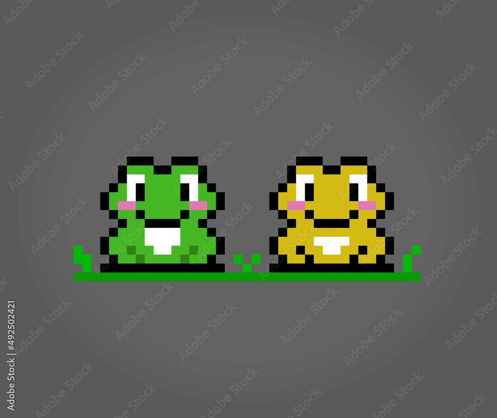 8 bit pixel frog. Animals in vector illustrations for cross stitches ...