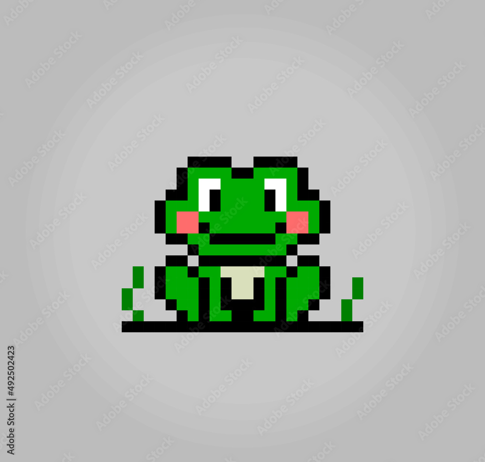 8 bit pixel frog. Animals in vector illustrations for cross stitches ...