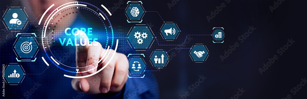 Business, Technology, Internet and network concept. Core values ...